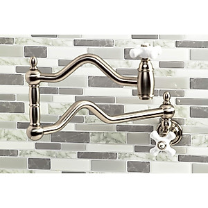Kingston Brass KS2108PX Heritage Pot Filler, Brushed Nickel