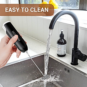 Milk Frother Handheld Foam Maker for Lattes, Whisk Drink Mixer for Coffee, Mini Foamer Blender and Electric Mixer Coffee Frother for Cappuccino, Frappe, Matcha, Hot Chocolate, No Stand - Black