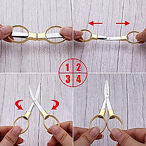 Stainless Steel Scissors Anti Rust Folding Scissors Glasses Shaped Mini Shear for Home and Travel Use (6)