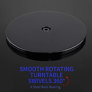 Kyuionty Black Turntable Organizer 8 Inch, Acrylic Rotating Swivel Steel Ball Bearings Stand for Pantry Cabinet Spice Rack Cake Table Makeup