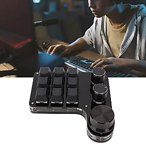 RGB Mechanical Gaming Keyboard 9 Key, One Handed Macro Keypad, LED Backlit Programmable Macro Mechanical Keyboard 3 Knob Blue Switch, for PC Game