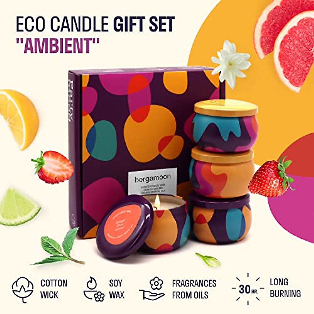 Scented Candles Gift Set from Soy Wax, 4 Packs of 4.4oz, Essential Oil, 120H Burning, for Relaxation, Aromatherapy, Ideal for Women, Birthday, Valentine's Day, Mother's Day, Candles for Home Ambient