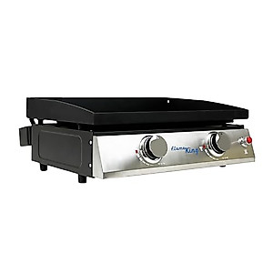 Flame King YSNFM-HT-120DB Double Burner Flat Top Outdoor BBQ Grill, Portable Propane Gas Griddle for Camping and Tailgating, 22 inches, Black