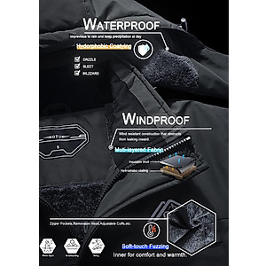 OTU Men's Waterproof Ski Jacket Snowboarding Windbreaker Warm Winter Hooded Mountain Snow Coat