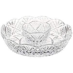 Godinger Crystal Appetizer Serving Platter for Parties Chips and Dip or Snacks Hosting Plate