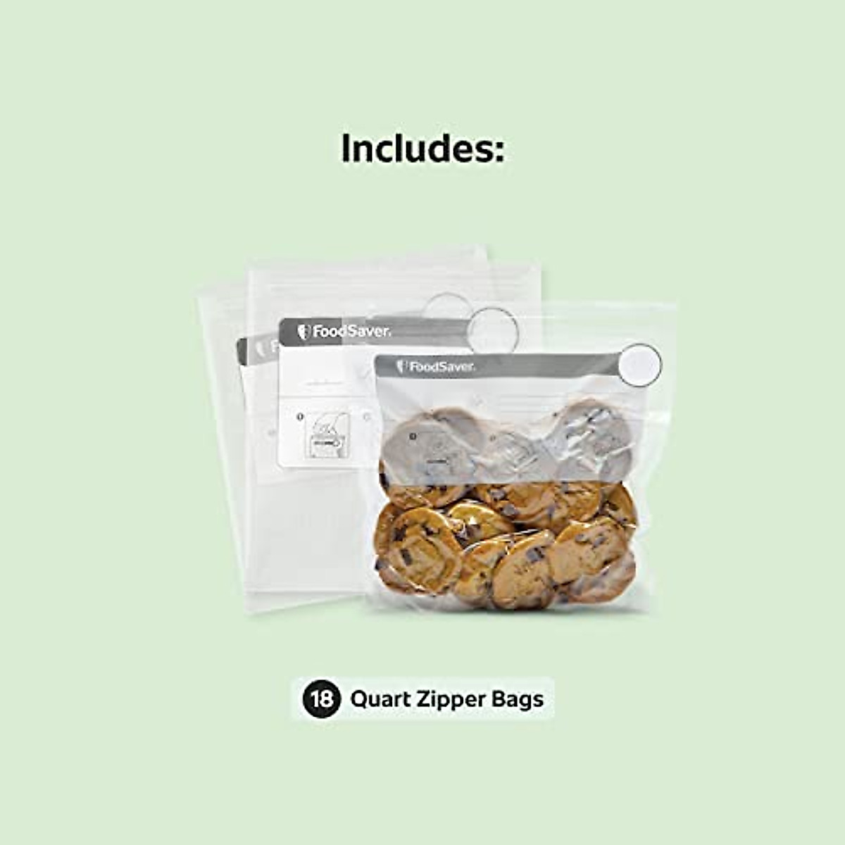 FoodSaver 1-Quart BPA-Free Multilayer Construction Vacuum Zipper Bags, 18 Count (Pack of 2)
