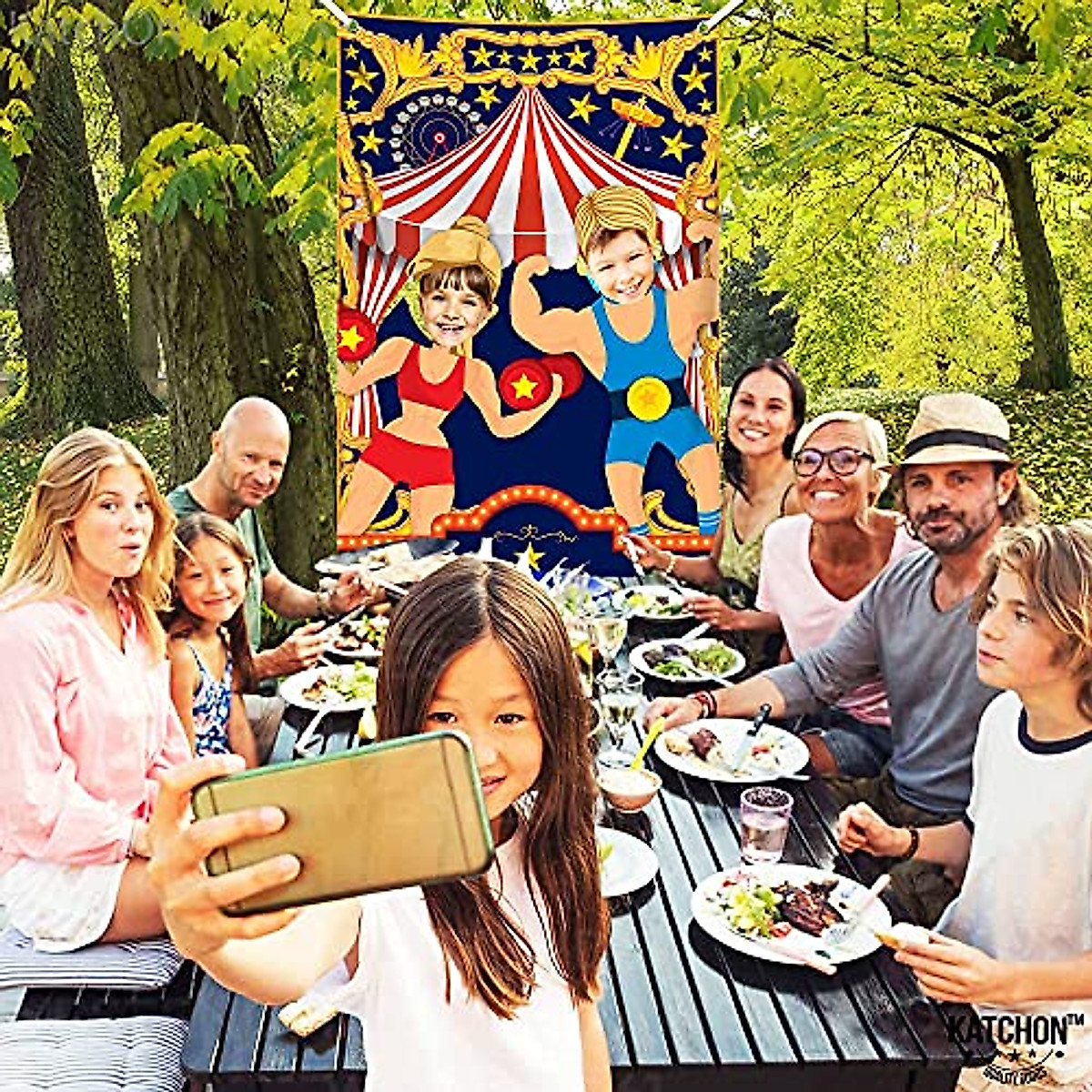 KatchOn, Carnival Photo Booth Backdrop - Large, 72x36 Inch | Carnival Photo Banner for Carnival Theme Party Decorations | Carnival Backdrop, Carnival Decorations for Event | Mardi Gras Decorations