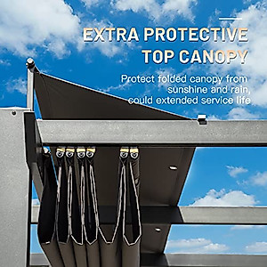 Domi Outdoor Living 11’ X 16’ Outdoor Retractable Pergola with Weather-Resistant Canopy Aluminum Garden Pergola Patio Grill Gazebo for Courtyard