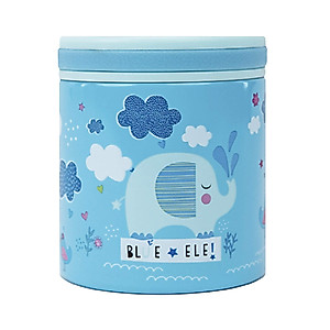 BLUE ELE Vacuum Insulated Jar & Thermos, BPA-Free Lunch Containers, Double-Wall 304 Food Grade Stainless Steel, 14 oz Keep Hot 12hr & Cold 24hr, Blue with Pattern