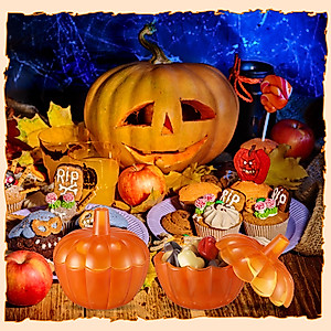 Tanlade Glass Pumpkin Candy Jar Fall Thanksgiving Pumpkin Jar with Cover Target Halloween Candy Bowl Pumpkin Jars with Lids Glass Candy Dish with Lid for Home Party Decoration(4 Pcs)