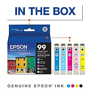 EPSON T099 Claria Hi-Definition Ink Standard Capacity 5 Color Cartridge Combo Pack (T099920-S) for select Epson Artisan Printers