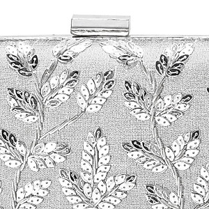 Aheli Indian Clutch Purses for Women Wedding Handmade Evening Handbags Party Bridal Clutch, Silver