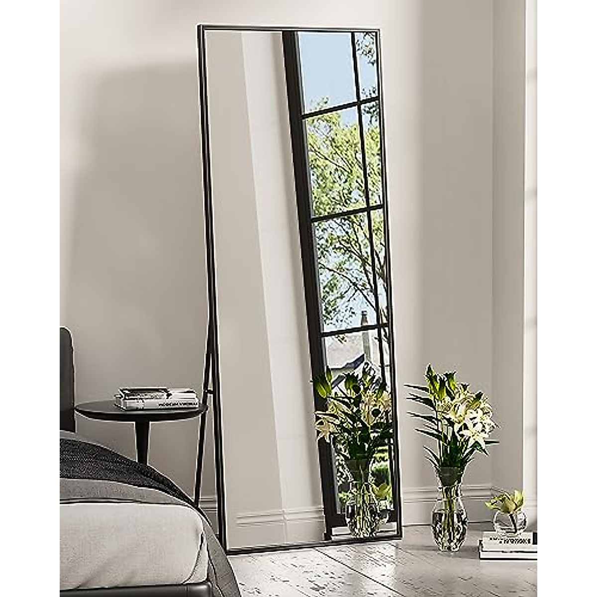 Antok Full Length Mirror, 64"x21" Nano Glass Floor Mirror, Standing Rectangle Floor Mirrors Body Dressing Wall-Mounted Mirror for Living Room, Bedroom, 64"x21"(Black)