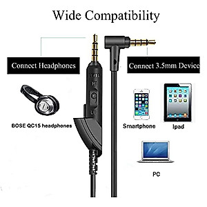 Arzweyk Audio Cable Cord Wire Replacement for Bose QuietComfort 15, Bose QuietComfort 2, QC15, QC2 Headphones, Headphone Extension Cable (1.4m)