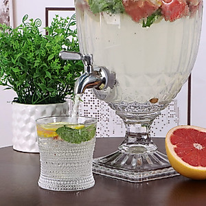 MOLIGOU Glass Beverage Dispenser, 1.3 Gallon Drink Dispenser with Stainless Steel Spigot, Wide Mouth Beverage Serveware for Party, Bar