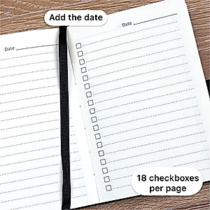 RICCO BELLO Pocket to Do List, Undated, Notebook with Pen Loop, Storage Pocket, For Work, School, Home, Productivity Planner, 4.25 x 6 inches (Blossoms)