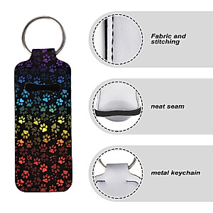 GLUDEAR Cow Leopard Print Chapstick Holder Lipstick Sleeve for Adult Women Big Girl Lip Balm Holder Keychains,Panda,OneSize