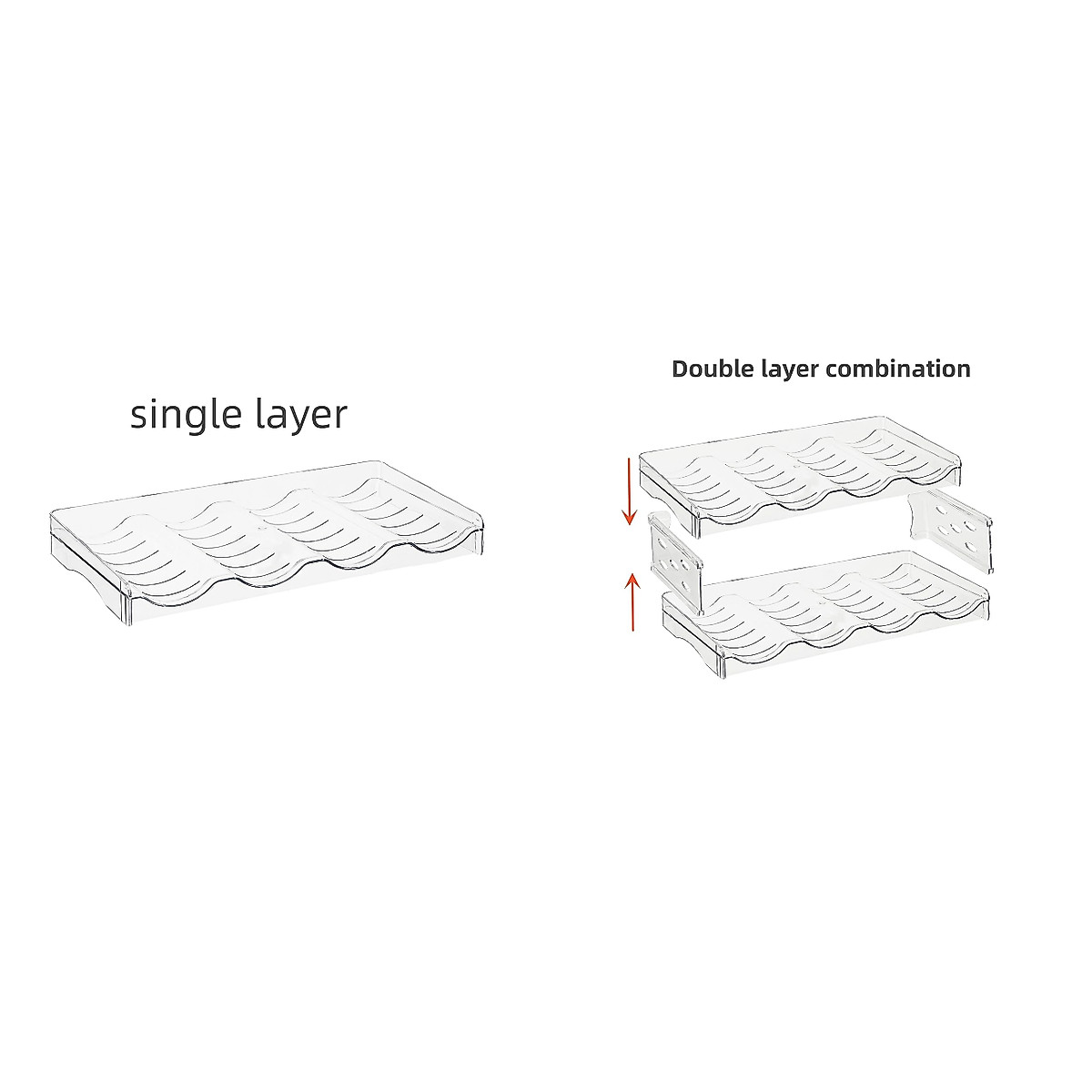 IEEK 2 Pack Stackable Wine and Water Bottle Holder Free-Standing Fridge Wine Bottle Organizers Clear Plastic Water Bottle Holder for Cabinet,Refrigerator,Pantry,Kitchen Countertops,Holds 8 Bottles