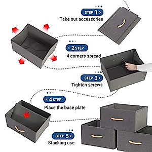 STORAGE MANIAC Storage Bins Extra Large, Foldable Storage Baskets with Handle, Fabric Clothes Storage Boxes for Shelves for Organizing Closet Shelf Nursery Toy 15.35"W x 11.4"D x 8"H, Grey 3-Pack