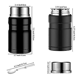 Manuqia Food Thermos, 750ML Vacuum Insulated Food Jar, Hot Containers for Lunch, Stainless Steel Thermos for Hot Food with Folding Spoon, Leak Proof Soup Thermos Food Flask for Kids and Adults