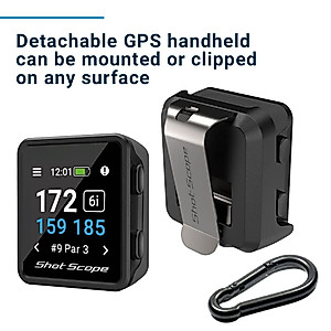 Shot Scope PRO LX+ Laser Rangefinder with Shot Tracking (Blue) - F/M/B Green and Hazard Distances - 100+ Statistics Including Strokes Gained - Adaptive Slope Technology - Red and Black Dual Optics