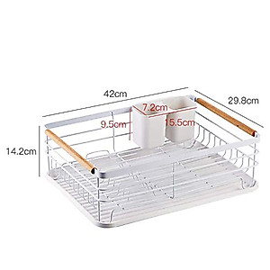 STRAW Dish Drying Rack with Drain Board, Stainless Steel Dish Drainer Drying Rack with Utensil Holder for Kitchen Counter, Dish drain rack