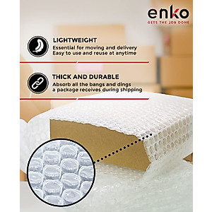 enKo (2 Pack) 12 inch x 72 feet Bubble Cushioning Wrap Roll Perforated 20 Fragile Sticker Labels for Moving Shipping Packing Boxes Supplies