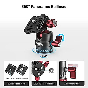 SmallRig Tripod Ball Head 360 Degree Rotating Panoramic Ballhead with 1/4 inch Quick Shoe Plate, Max Load up to 5 kg/ 11lb, for Tripod Monopod Slider DSLR Camera Camcorder - 3034