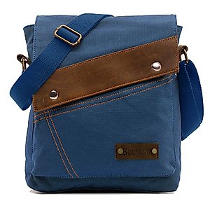 Sechunk Canvas Shoulder Bags Crossbody Bags Messenger Bags Purse for Men Women (Blue，small)