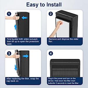 Muliap Air Purifiers for Home Large Room Up to 1695 Sqft,True H13 HEPA Filter,Better Sleep with Speed Control,For Bedroom Living Room,24dB Filtration System,KJ300 Black