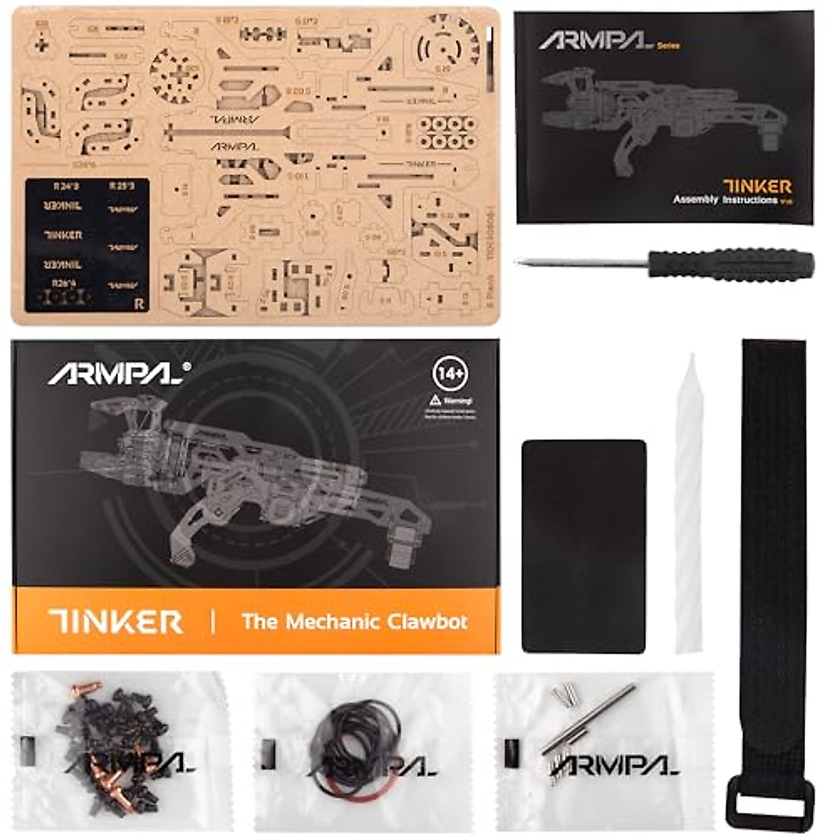 COWVTUJ ARMPAL Mechanical Claw Model Kit 3D Wooden ClawBot Puzzle for Adults and Teens Self-Assembly Robot Arm Building Kits to Build Laser-Cut Wooden Puzzle Mechanical Toy Realistic Robot Toy Gifts