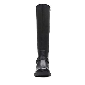 Clarks Women's Hearth Rae Knee High Boot, Black Leather, 8