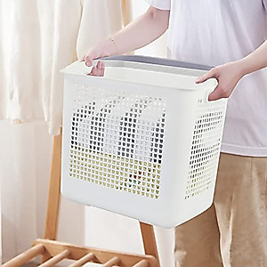 Bringer 35 L Plastic Laundry Baskets with Handle, 4-Pack Dirty Laundry Hamper, White
