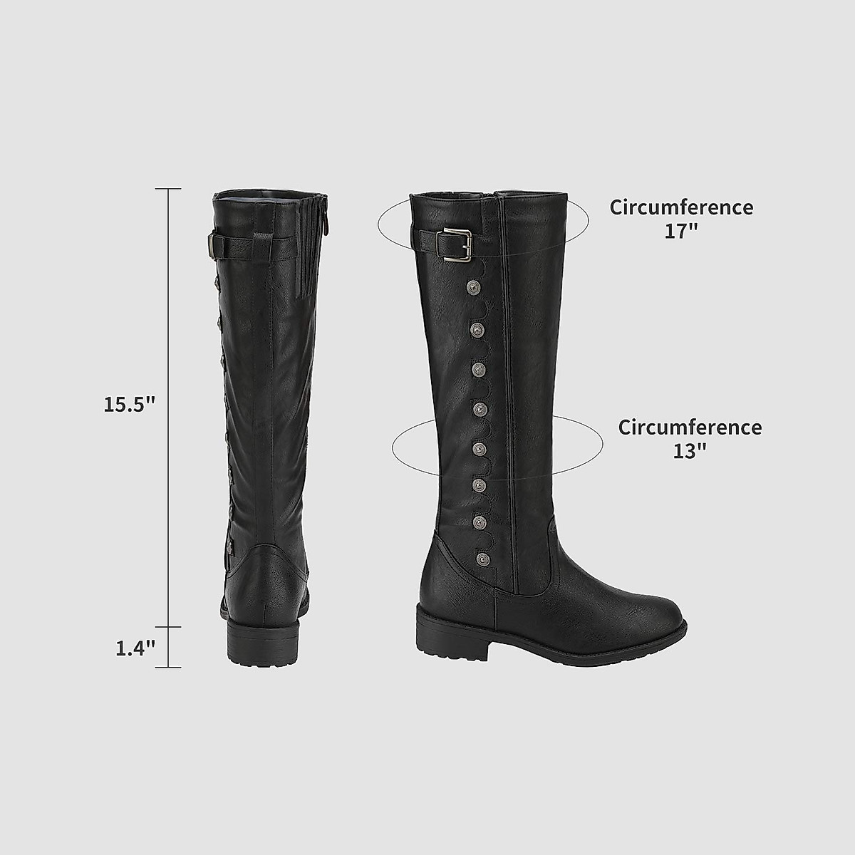 DREAM PAIRS Women's Wide Calf Knee High Boots, Fashion Winter Riding Boots, Black-Wide-a, Size 10 Army-w