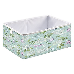 Kigai Butterfly Leaves Cube Storage Bins - 11x11x11 In Large Foldable Storage Basket Fabric Storage Baskes Organizer for Toys, Books, Shelves, Closet, Home Decor