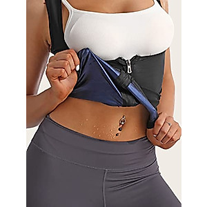 Verdusa Women's Waist Trimmer Sweat Vest Waist Trainer Cincher Underbust Body Shaper Blue Black XL