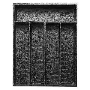 Kyraton Black Leather Wood Kitchen Flatware Drawer Organizers, Silverware Drawer Organiser and Cutlery Tray, Utensil Tray Drawer Organizer, Cutlery Flatware Organizer With Drawers