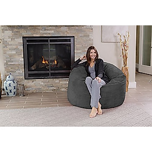 Chill Sack Bean Bag Chair: Giant 4' Memory Foam Furniture Bean Bag - Big Sofa with Soft Micro Fiber Cover - Charcoal