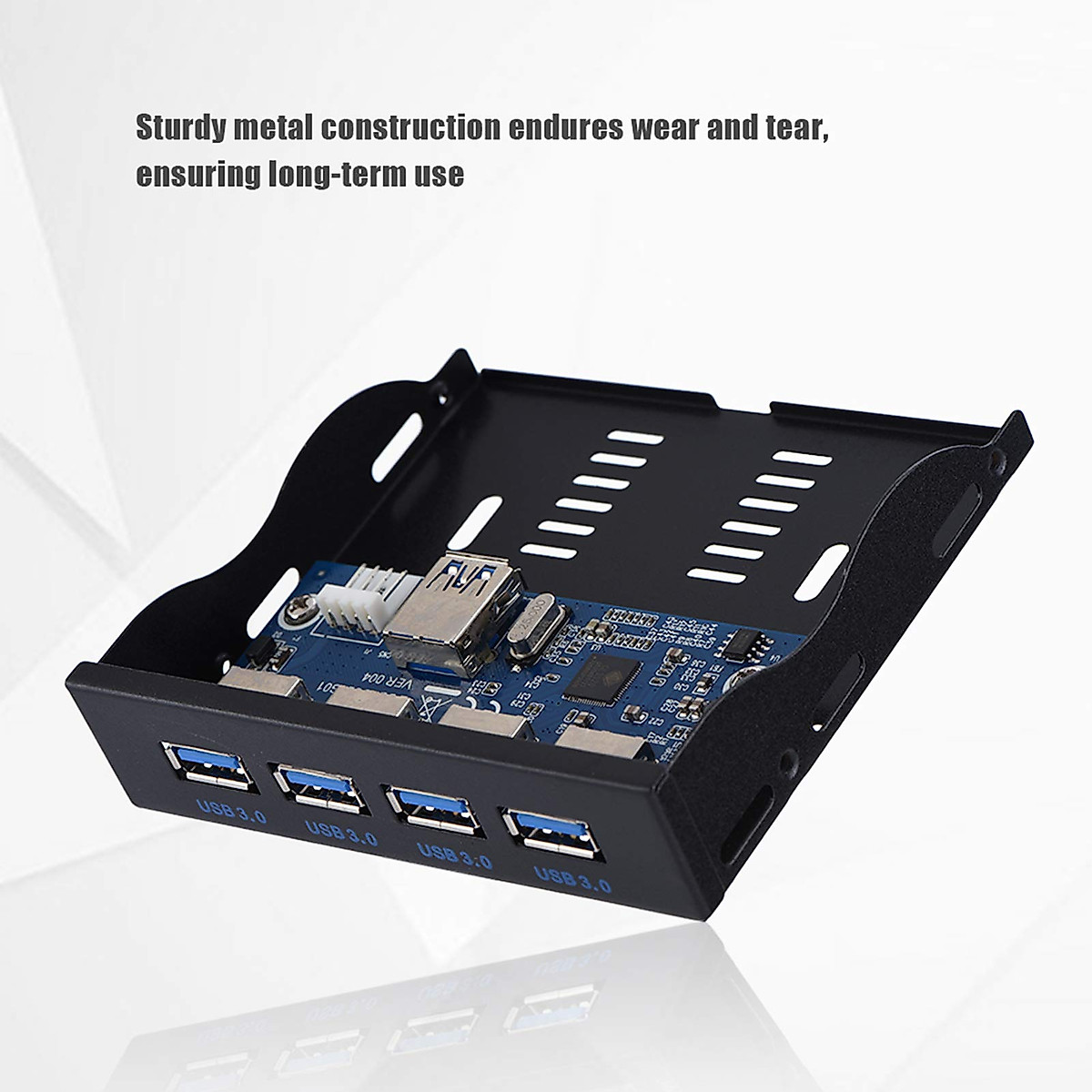 4 Ports USB 3.0 Front Panel Hub, 3.5 Inch Floppy Bay Internal Metal USB Hub Front Panel with 19 Pin to 4 USB 3.0 Hub Ports, for Computer Case