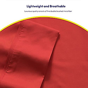 Queen Sheets Red - 6 Piece 1500 Supreme Collection Fine Brushed Microfiber Deep Pocket Queen Sheet Set Bedding - 2 Extra Pillow Cases, Great Value, Queen, Samba Red