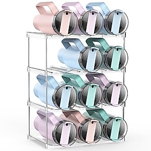 【Upgraded Larger】Water Bottle Organizer for Stanley 40 oz Tumbler with Handle, Stanley Cup Organizer for Cabinet, Kitchen Organizers and Storage for Stanley Cup Accessories, Tumbler Mug Cup Hold 12