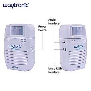 Waytronic PIR Infrared Motion Sensor Activated Sound Player Loudspeaker with Recordable Audio Alarm Motion Detector for Door Greeter Welcome Guests Entry Alert And Sales Advertising