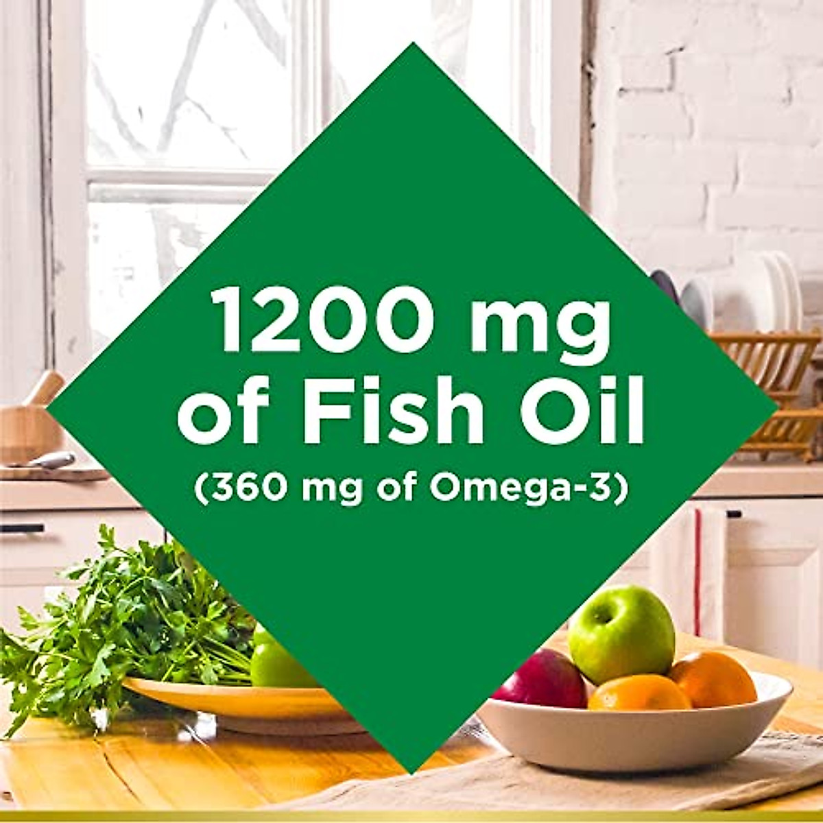 Nature’s Bounty Fish Oil 1200 mg, Twin Pack, Supports Heart Health With Omega 3 EPA & DHA, 360 Rapid Release Softgels