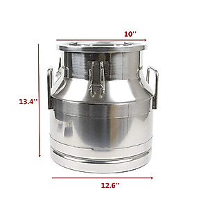 20L/5.25Gallon Stainless Steel Milk Can - Heavy Duty Milk Jug Milk Bucket Wine Pail Bucket Bottle SS liquid Container Storage W/Independent Embedded Silicone Sealed Lid Easy to Open and Use