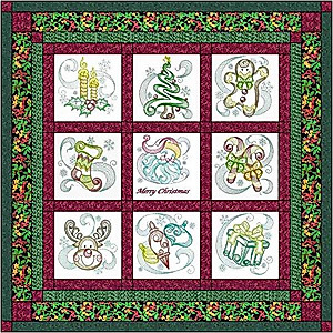 Quilt Kit Christmas Magic/Pre Cut Ready to Sew/Finished Embroidery