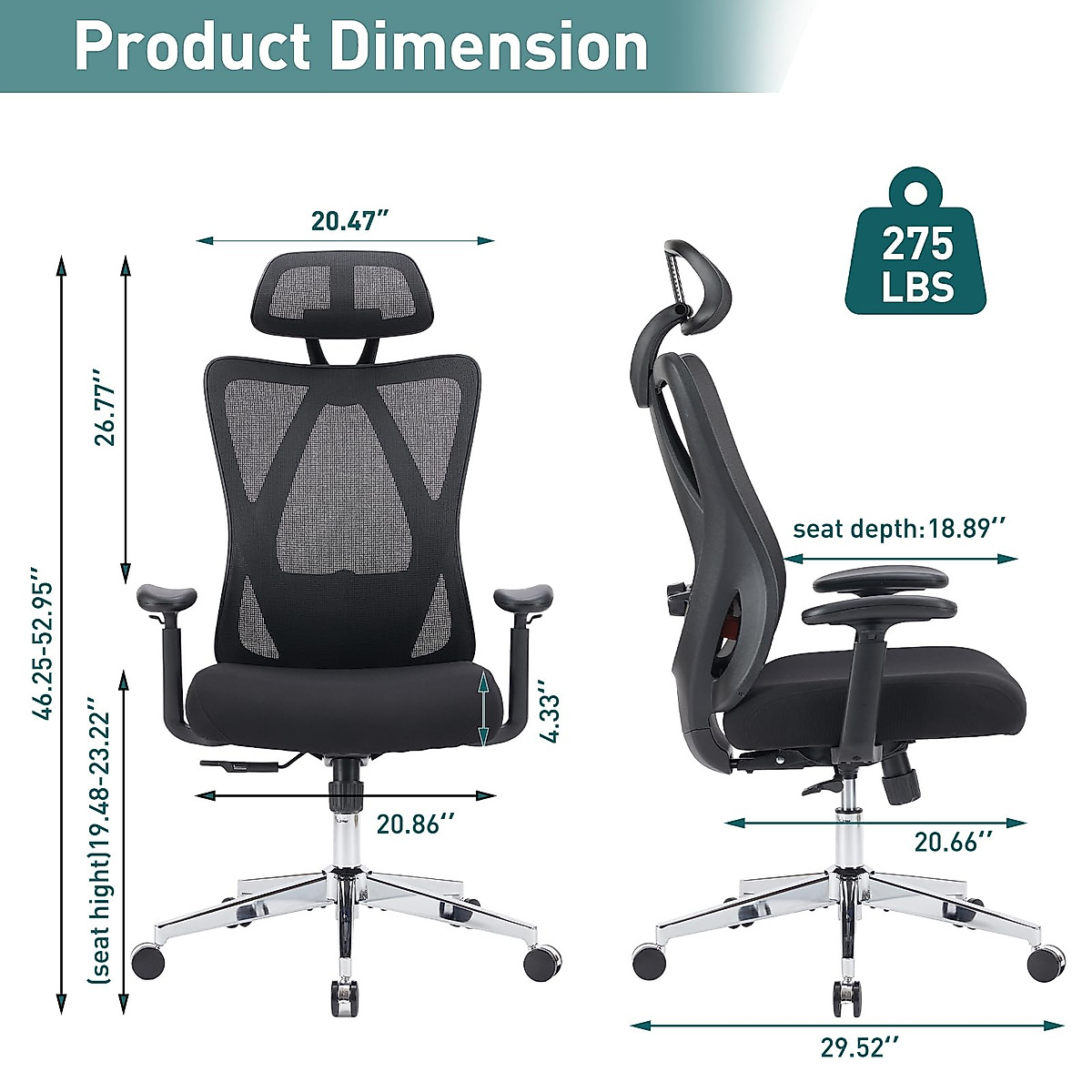 OLIXIS Ergonomic Executive Office Chair - Mid Back with 360° Swivel Wheels, Computer Desk Chair with Lumbar Support, Height Adjustable PU Leather with Flip-up Armrest