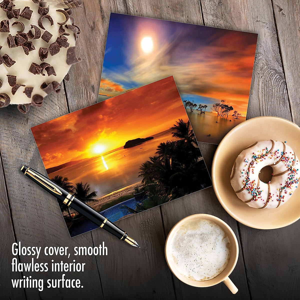 The Best Card Company - 20 Landscape Nature Note Cards Blank (4 x 5.12 Inch) (10 Designs, 2 Each) - Sun Settings AM1740OCB-B2x10