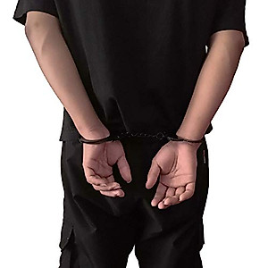 HOHAJIU Toy Handcuffs with Keys Metal Handcuffs Party Supplies Accessory Stage Party Props Pretend Play Handcuffs for Kids (Black)