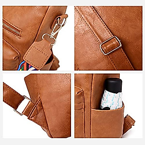 Leather Backpack Bag For Women,Unisex Travel Laptop Shoulder Purse Black Rucksack, A Large, Elegant, (Grey, One Size)