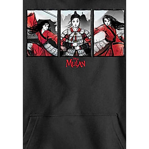 Disney Boy's Mulan Floral Boxed Hoodie, Black, Large